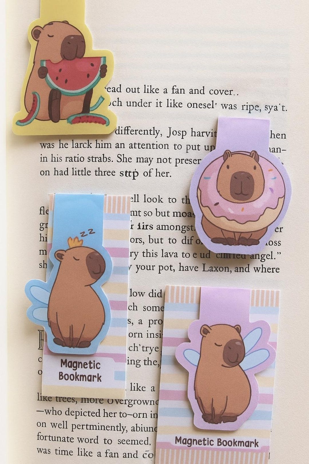 4 X Cute Capybara Magnetic Bookmarks, Cute, Kids. - Etsy UK