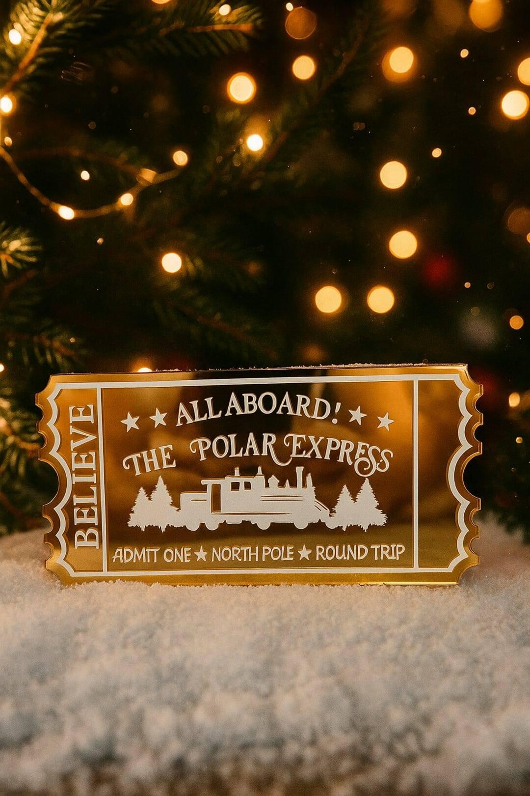 Personalised Polar Express Gold Acrylic Ticket-christmas Keepsake-train ...