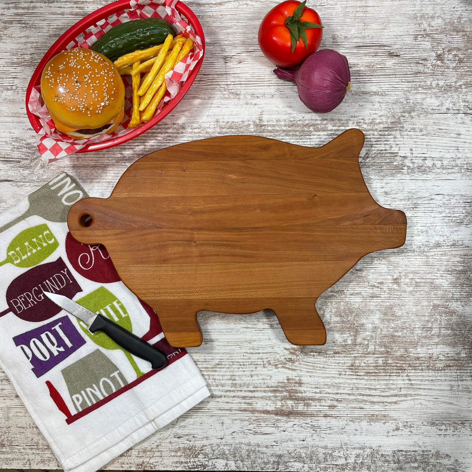 Handmade Pig Cutting Board: Cherry, Maple, Walnut Charcuterie Board - Etsy