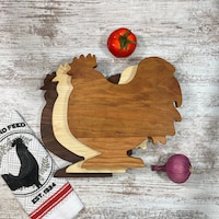 Rooster With Farm - Cutting Board. Great Hostess Gift. Chicken Cutting ...