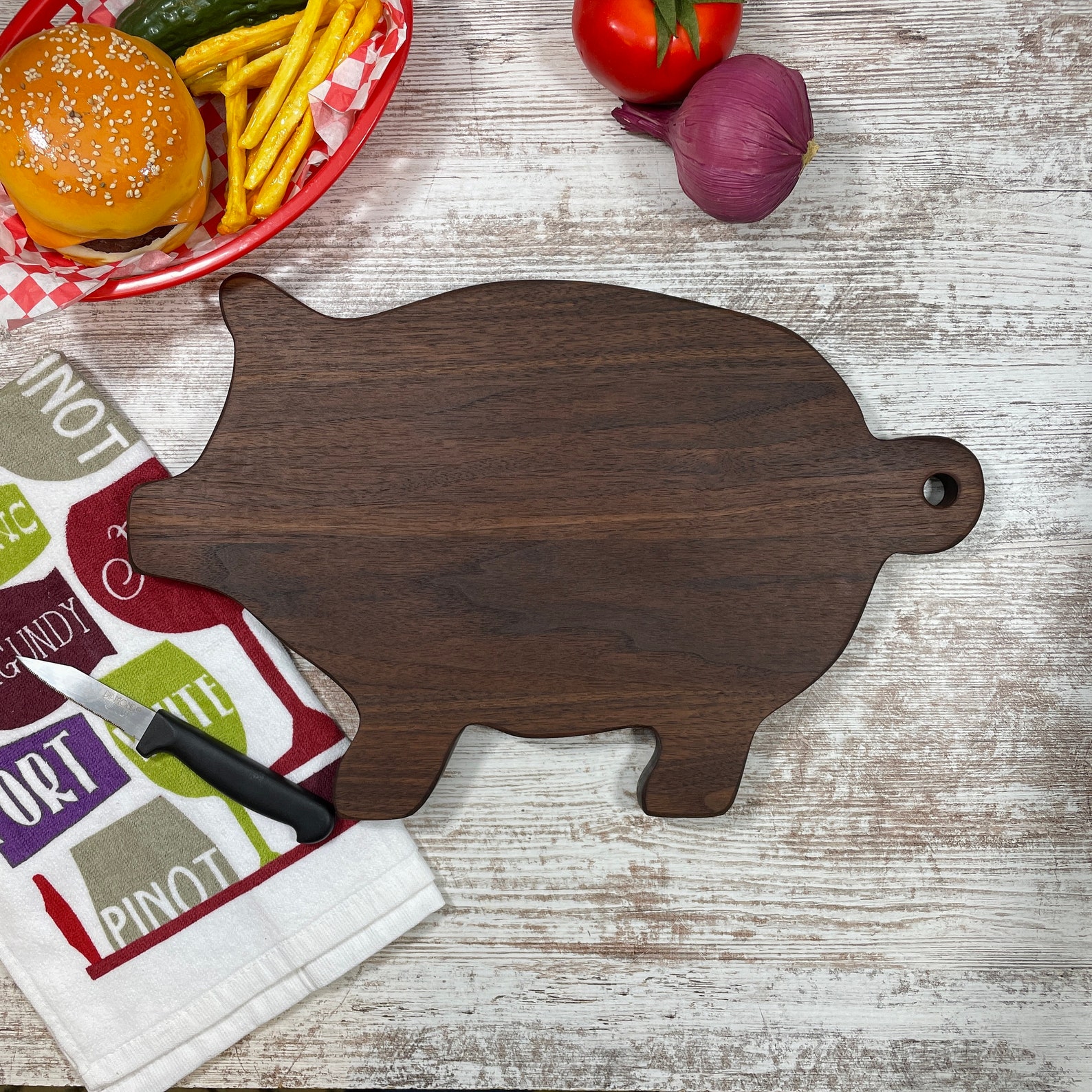 Handmade Pig Cutting Board: Cherry, Maple, Walnut Charcuterie Board - Etsy