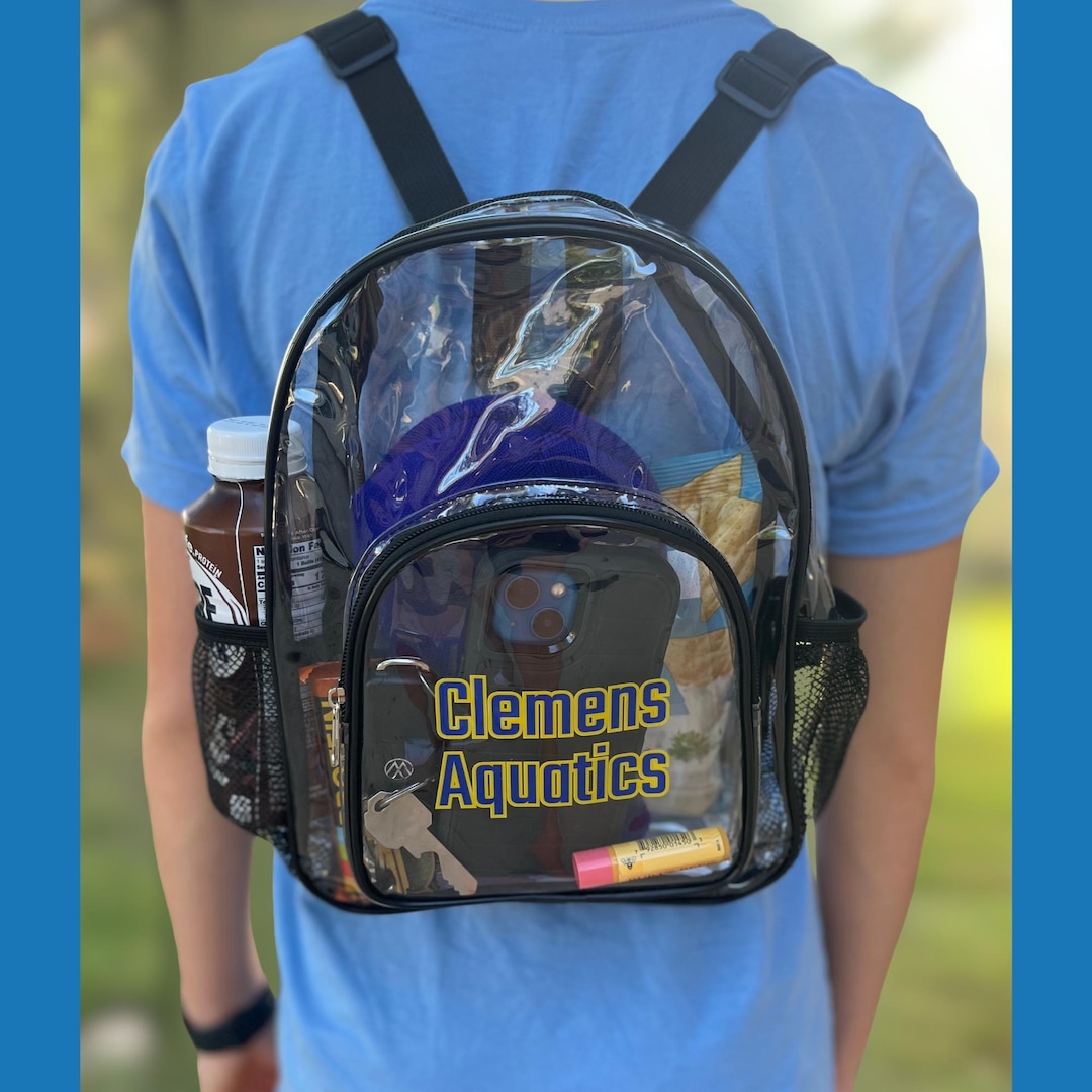 Custom Clear Stadium Backpack•personalized Bag for Swim Meets, Concerts ...