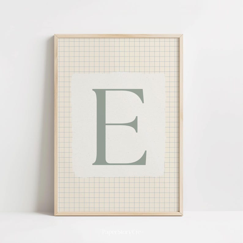 Nursery Name Prints, Sage Green Initial Print: Vintage Cottagecore ...