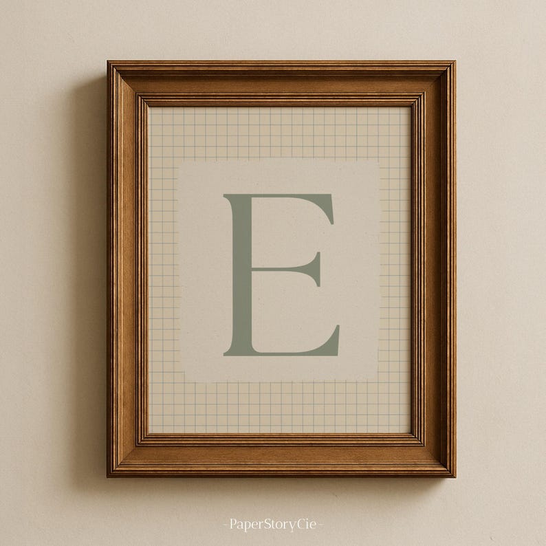 Nursery Name Prints, Sage Green Initial Print: Vintage Cottagecore ...