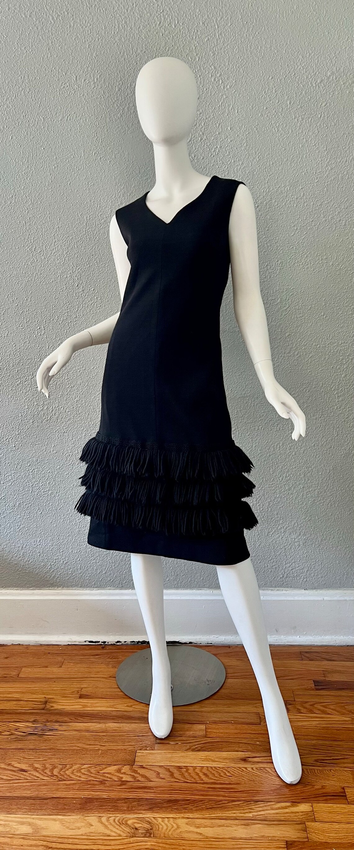 Vintage 60s Black Mod LILLI ANN Knit Yarn Trim Wool Party Dress S - Etsy