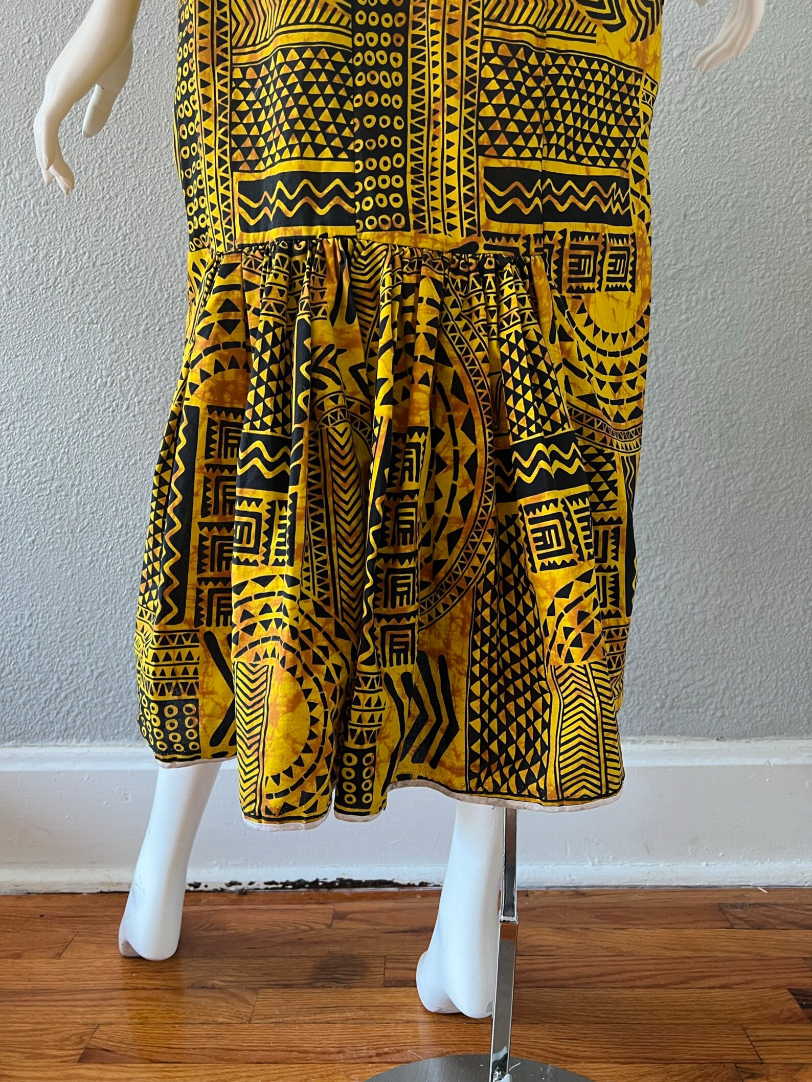 Vintage Yellow Tribal African Ethnic MUMU Cotton Summer Dress M - Etsy