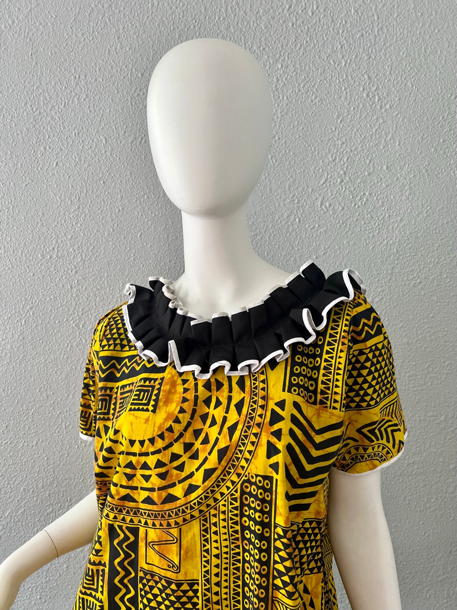 Vintage Yellow Tribal African Ethnic MUMU Cotton Summer Dress M - Etsy