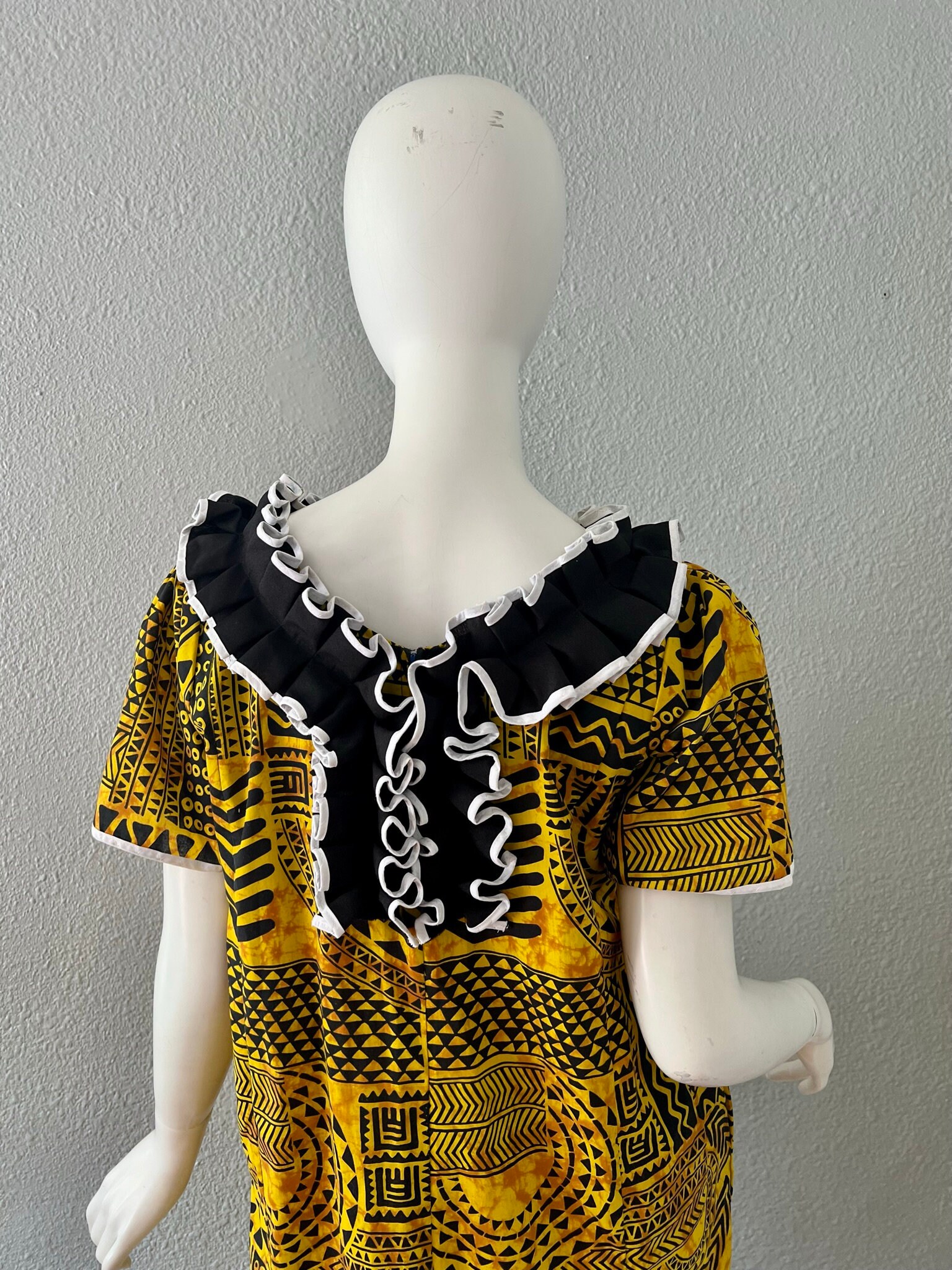 Vintage Yellow Tribal African Ethnic MUMU Cotton Summer Dress M - Etsy