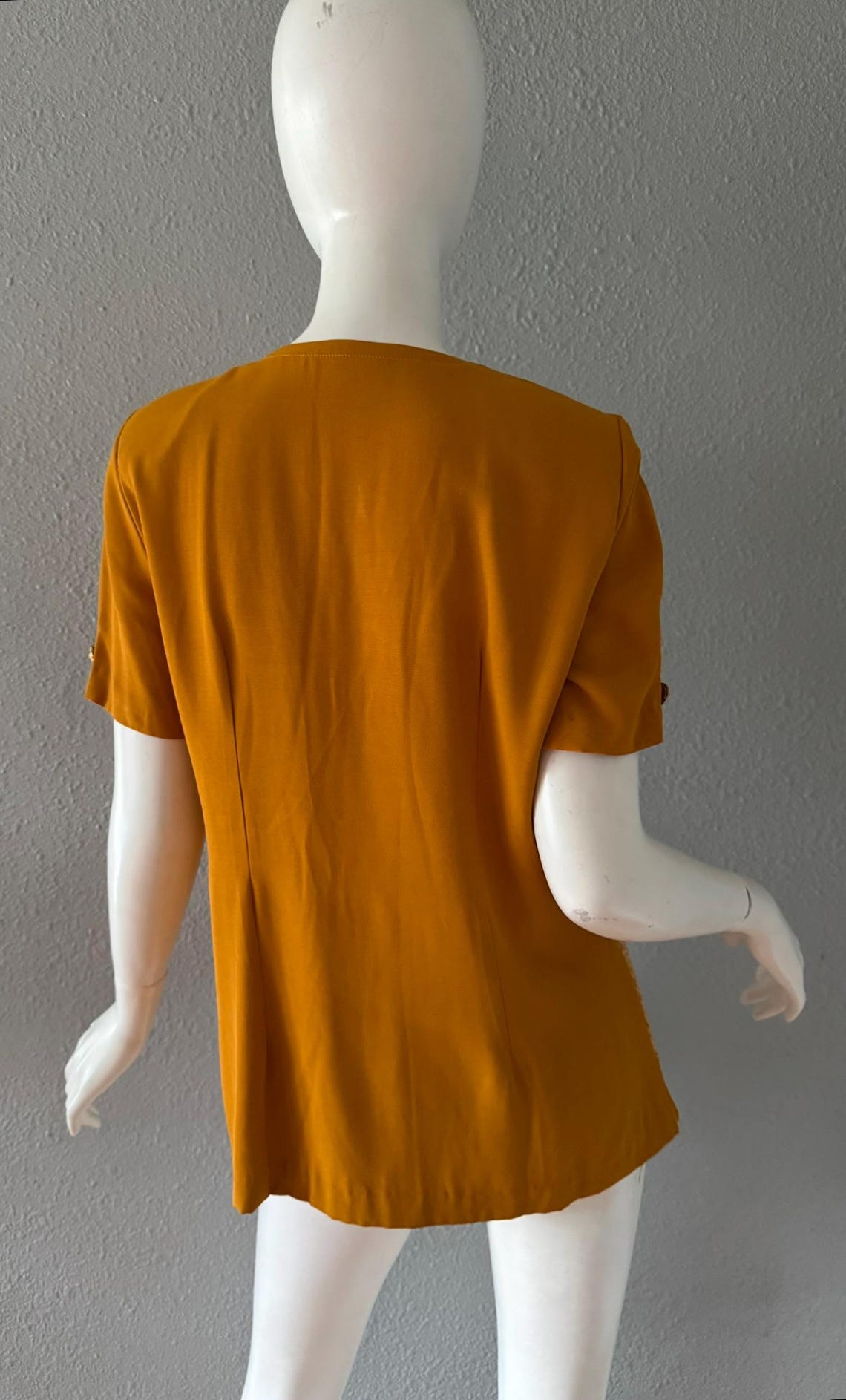 Vintage 80s Mustard Yellow Mesh Button Secretary Top Blouse M - Etsy