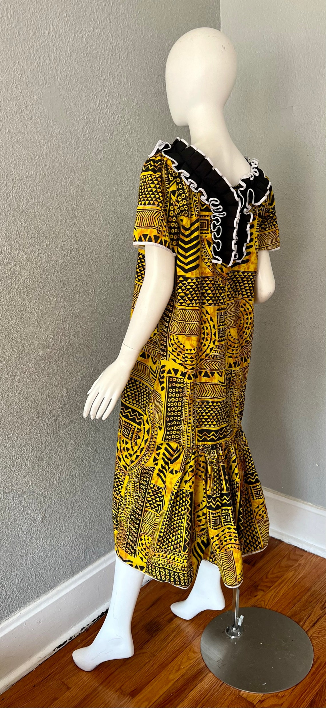 Vintage Yellow Tribal African Ethnic MUMU Cotton Summer Dress M - Etsy