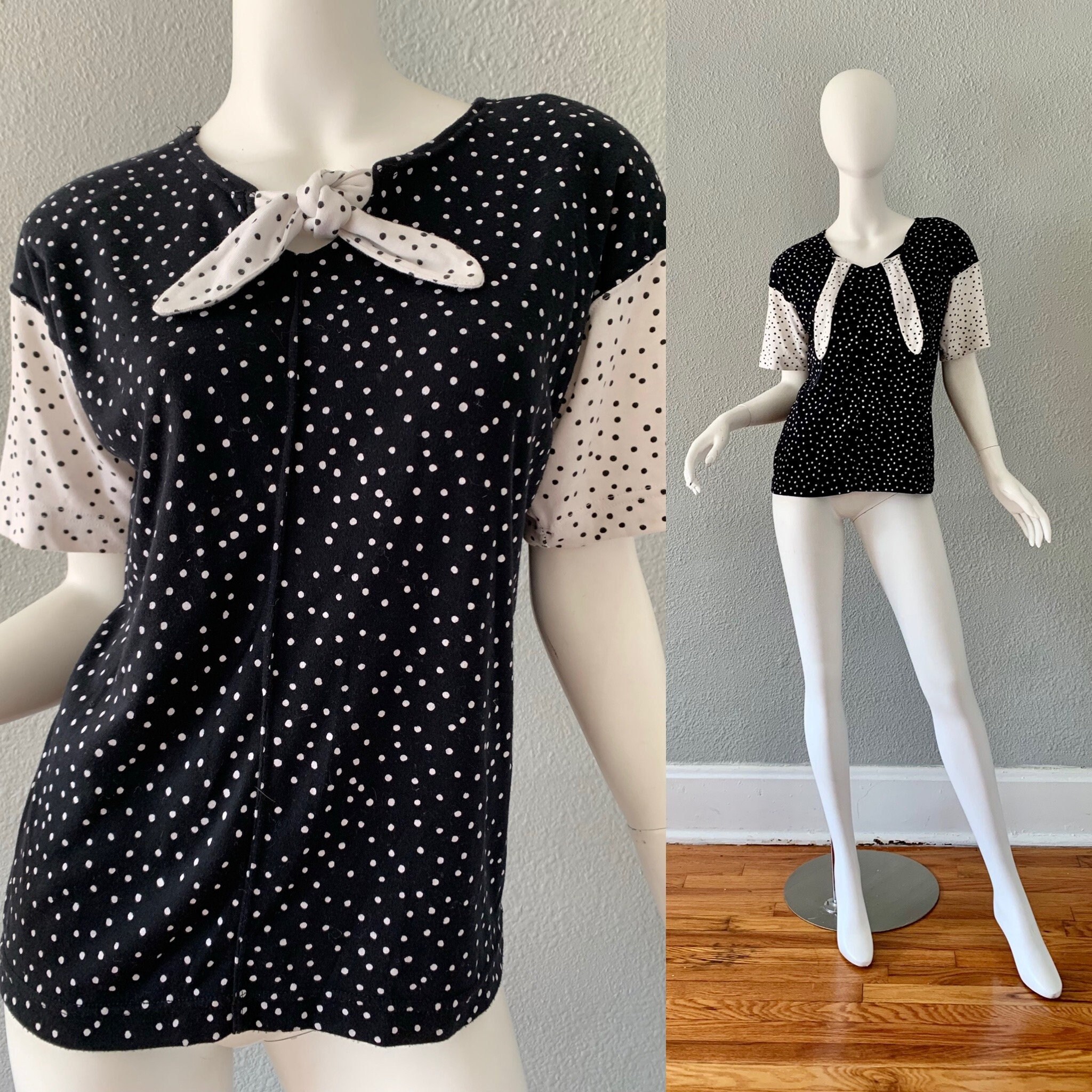Vintage 90s Colorblock Polka Dot New Wave Grunge Top S/M - Etsy UK