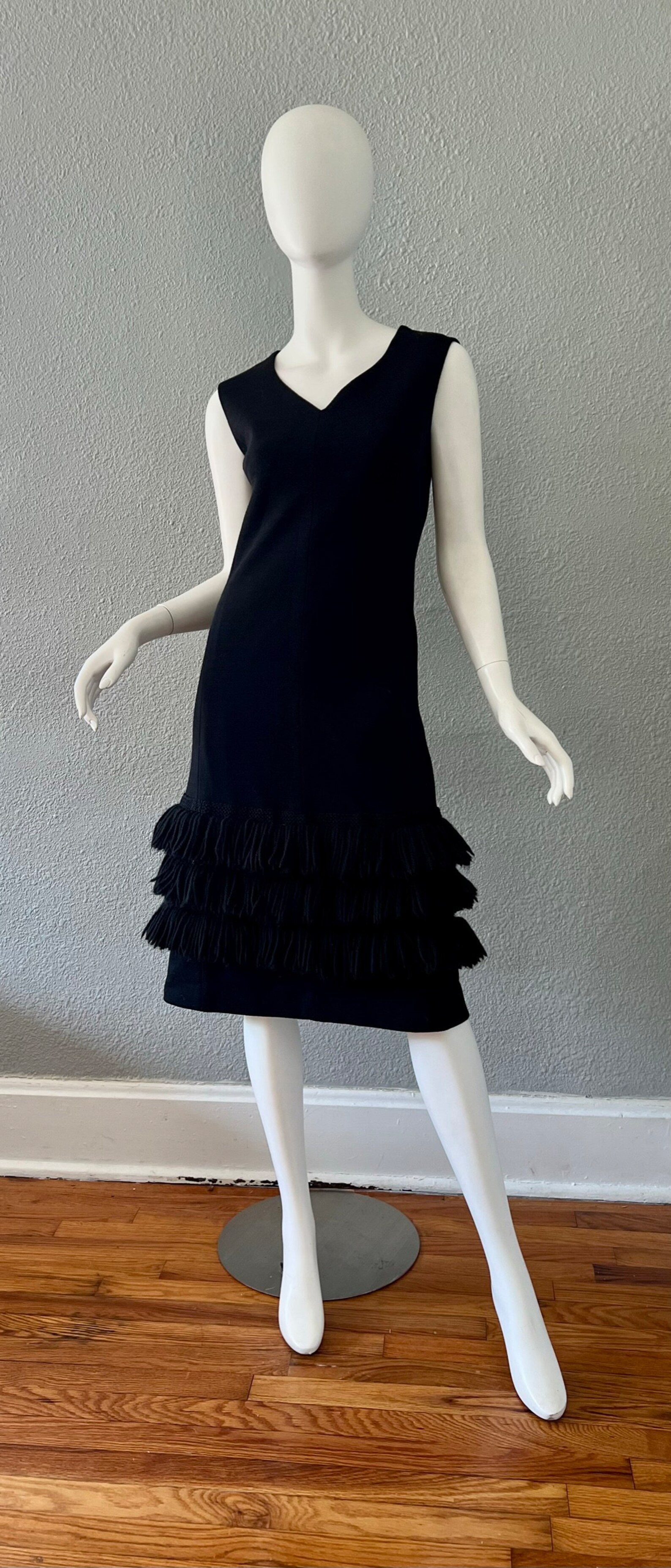 Vintage 60s Black Mod LILLI ANN Knit Yarn Trim Wool Party Dress S - Etsy
