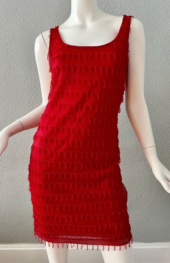 Vintage Red Fringe FREDERICK'S of HOLLYWOOD Flapper M… - Gem