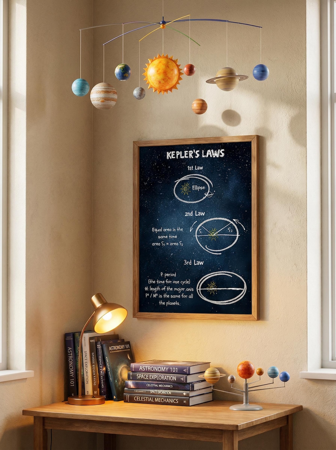 Kepler’s Laws Astronomy Poster • Galaxy Chalkboard Print • Space ...