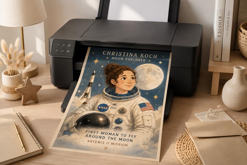 Christina Koch Poster, Artemis II Astronaut, NASA Wall Art, Women in ...