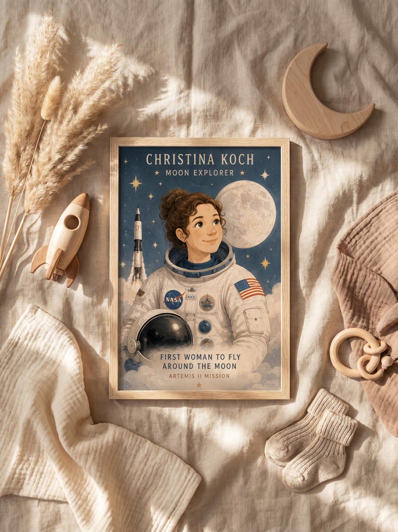Christina Koch Poster, Artemis II Astronaut, NASA Wall Art, Women in ...