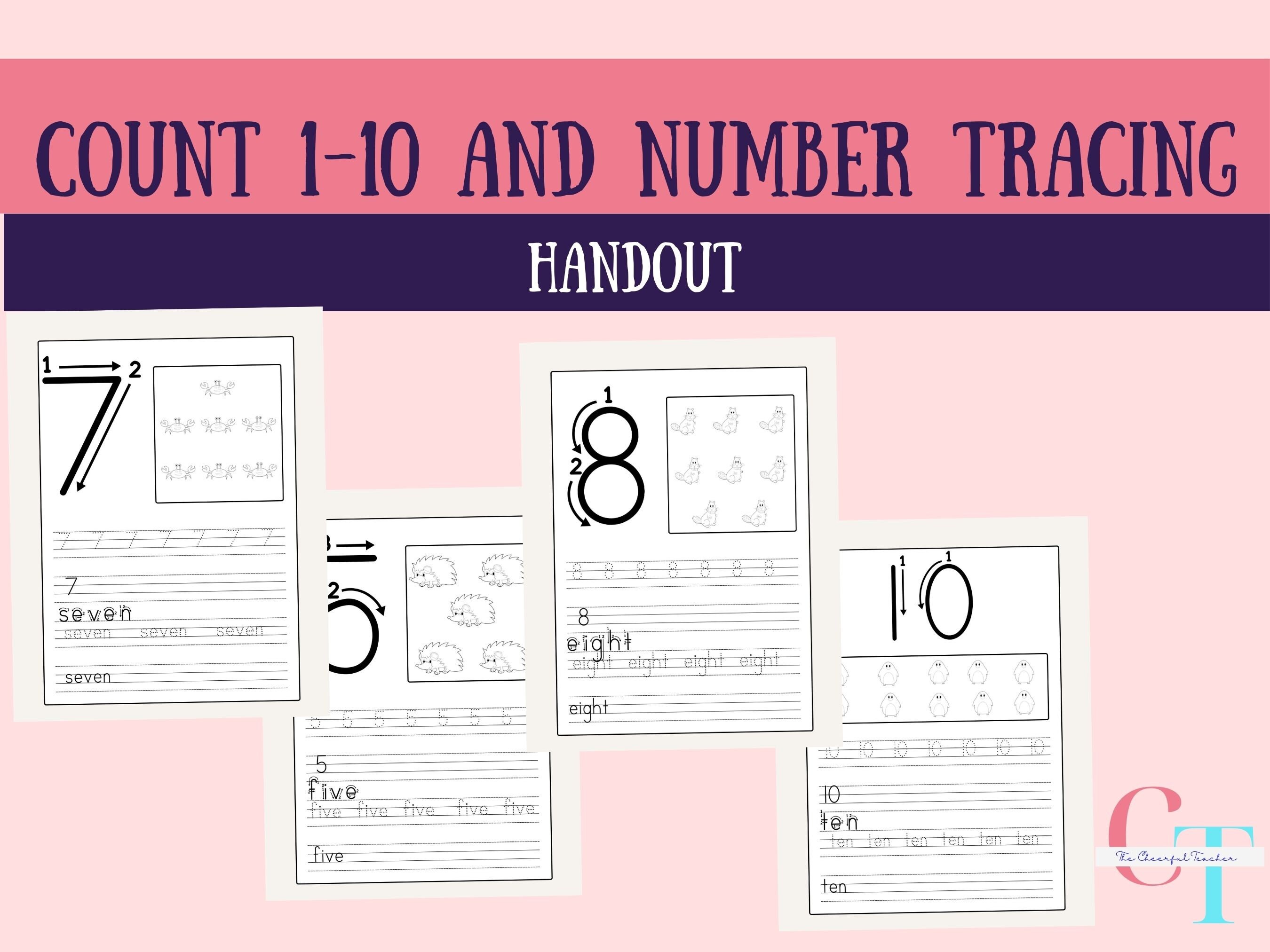 10 Number Tracing Worksheets, Traceable Numbers, Preschool Worksheets ...