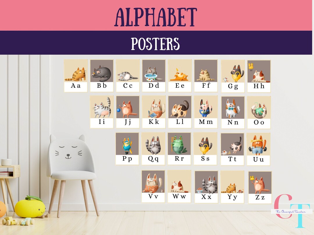 Cats Alphabet Poster, Playroom Wall Decor, Cats ABC Poster, Nursery ...