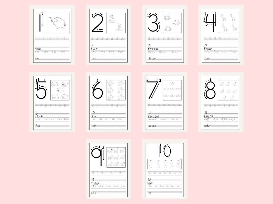 10 Number Tracing Worksheets, Traceable Numbers, Preschool Worksheets ...