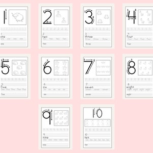 10 Number Tracing Worksheets, Traceable Numbers, Preschool Worksheets ...