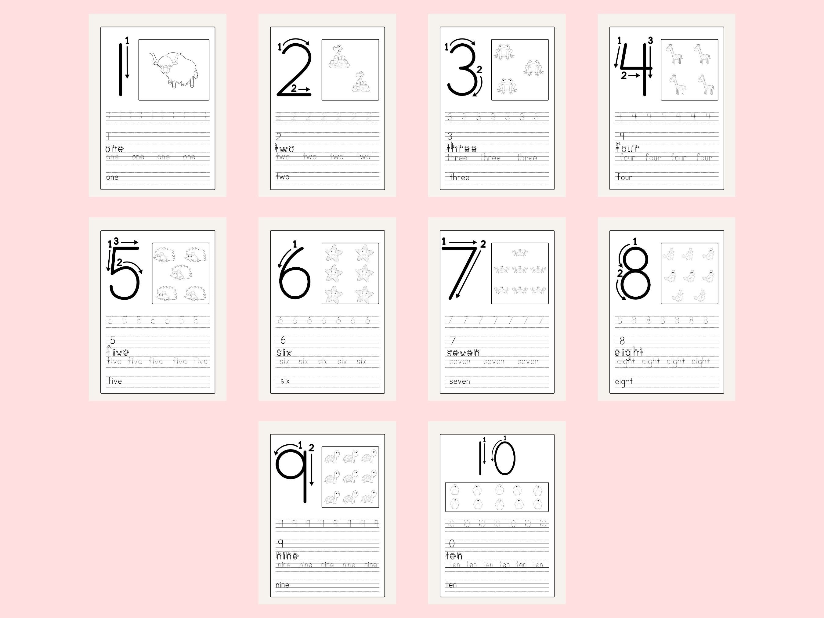 10 Number Tracing Worksheets, Traceable Numbers, Preschool Worksheets ...