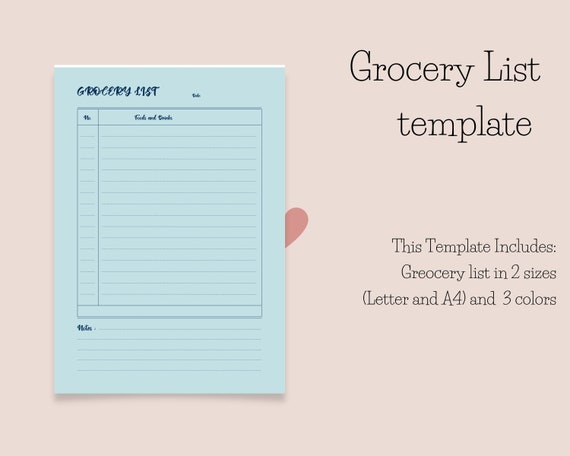 Grocery List Printable in Blue Color Shopping List Grocery | Etsy