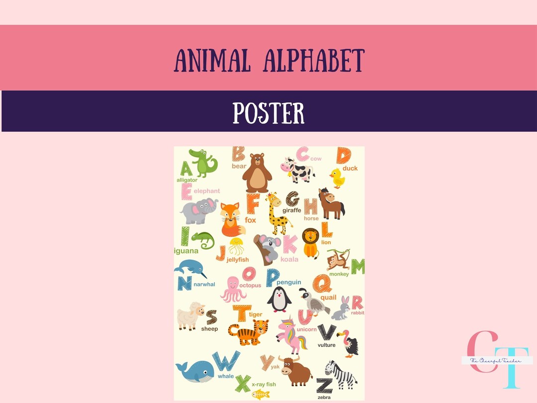 Animal Alphabet Poster Playroom Wall Decor Animals ABC - Etsy