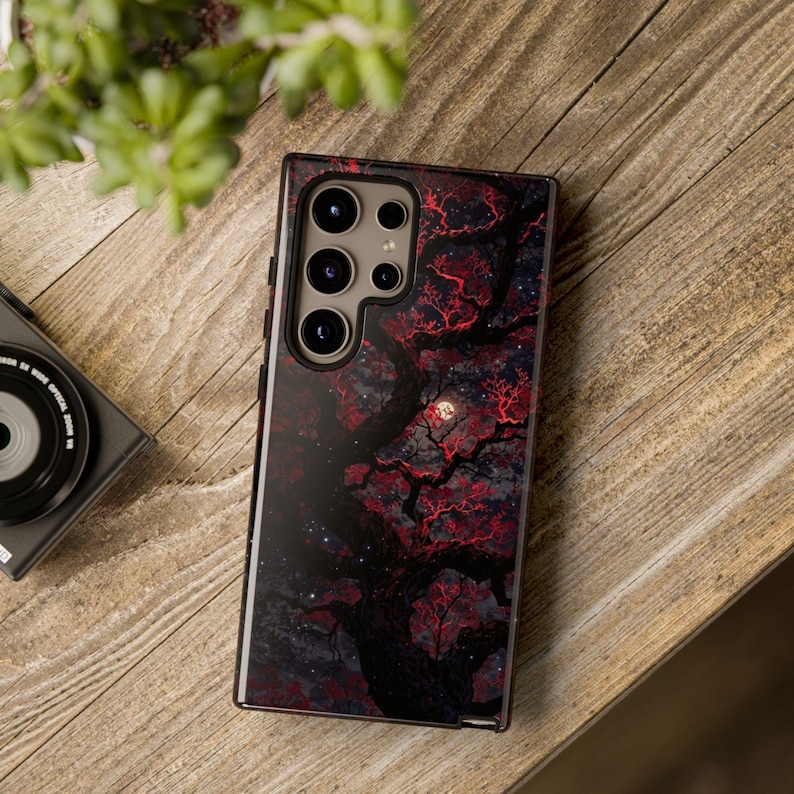 Red Black Tree Moon Forest Phone Case, Gothic Dark Aesthetic iPhone ...