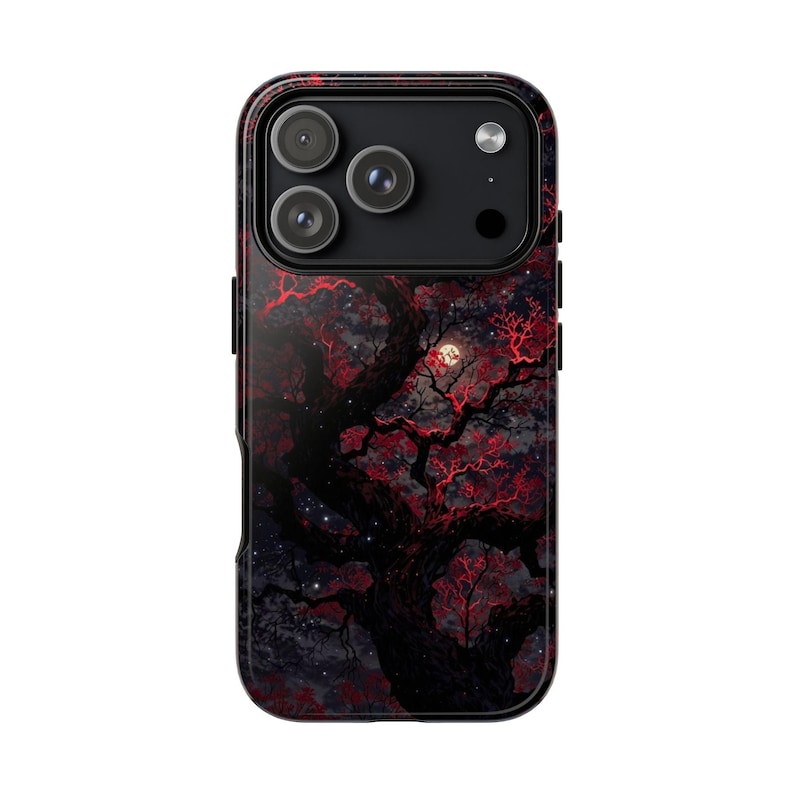Red Black Tree Moon Forest Phone Case, Gothic Dark Aesthetic iPhone ...
