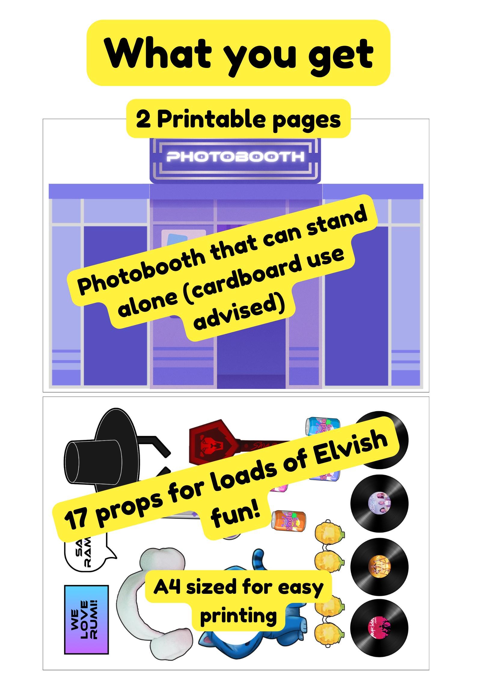 Kpop Demon Hunters Elf Photo Booth Printable | KPOP Costume, Props and ...