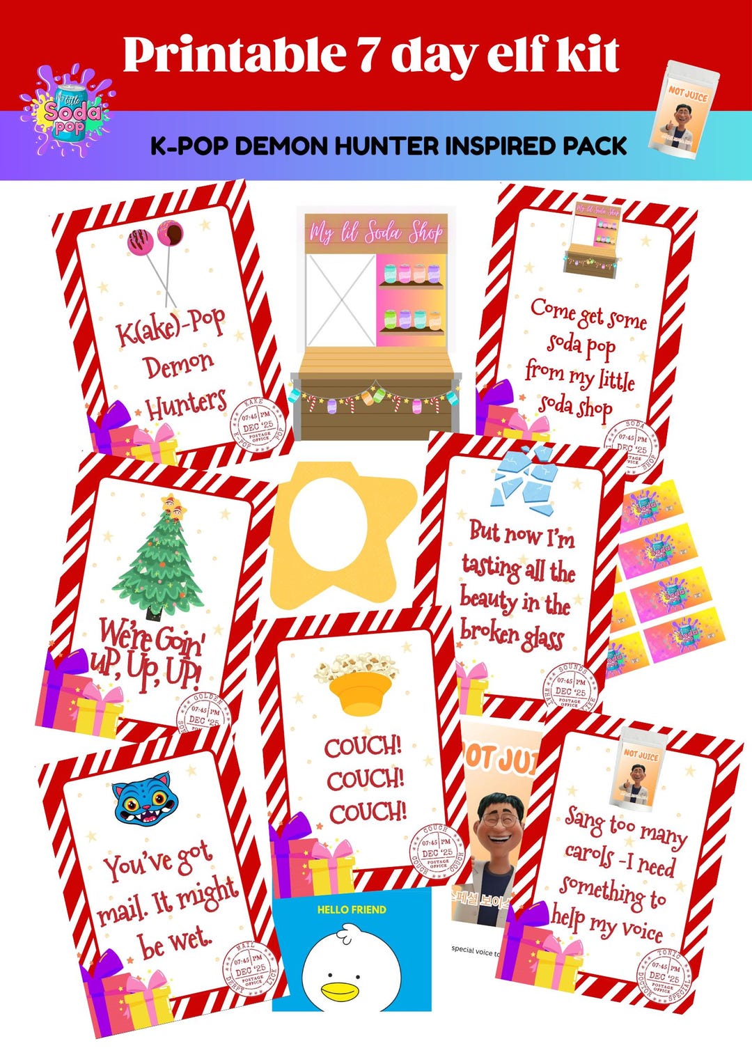 Kpop Elf Message Cards & Prop Printables |7 Day Kit (INSTANT DOWNLOAD ...