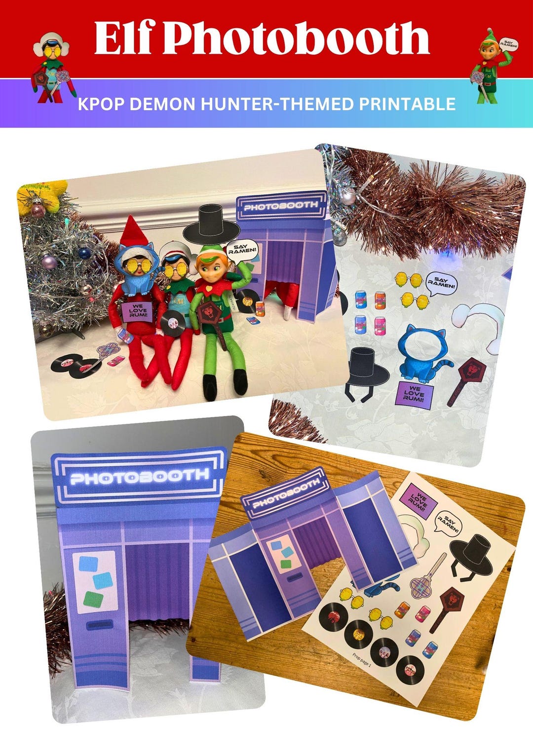 Kpop Elf Photo Booth Printable | Elf on the Shelf Props | DIY Elf ...