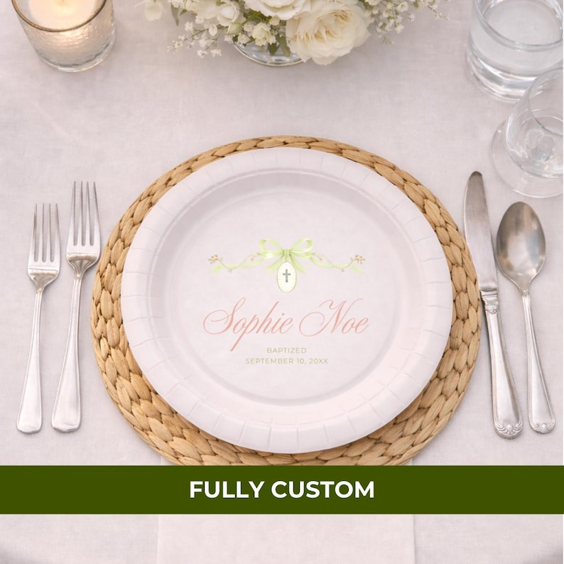Personalized Baptism Paper Plates | Custom Christening & First ...