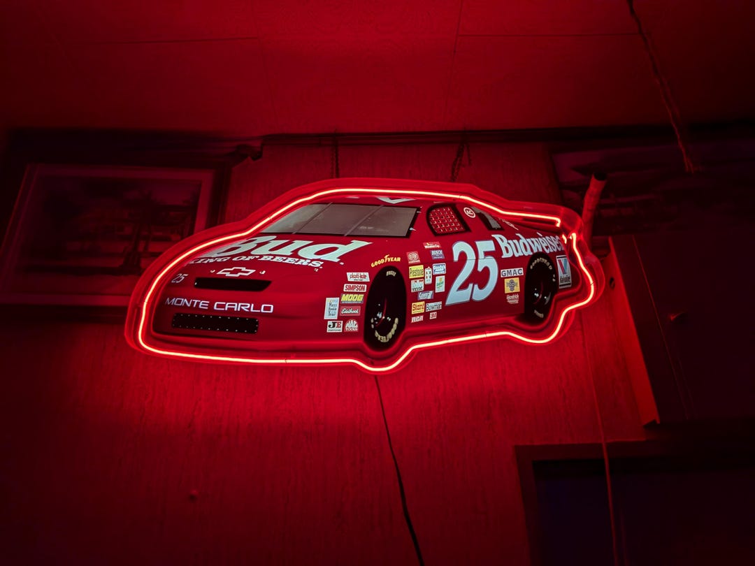 Vintage Budweiser NASCAR Neon Sign – 1970s American Garage Wall Decor ...