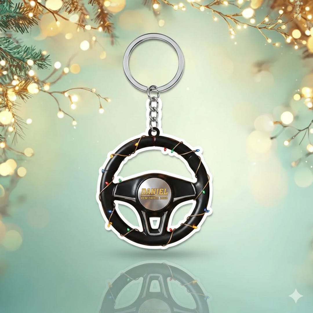 Personalized Steering Wheel Acrylic Keychain, Custom Name New Driver ...