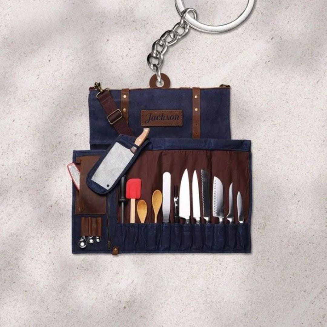 Chef Tool Bag Personalized Keychain, Chef's Knives Keychain, Gift for ...