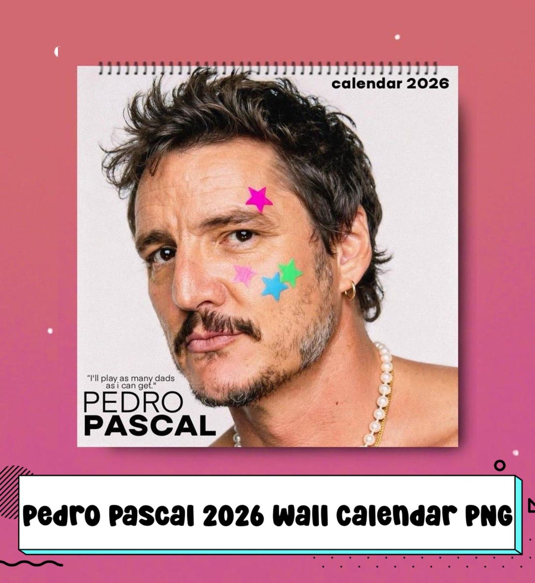 Pedro Pascal 2026 Calendar PNG, Actor Fan Gift, TV Show Calendar PNG ...