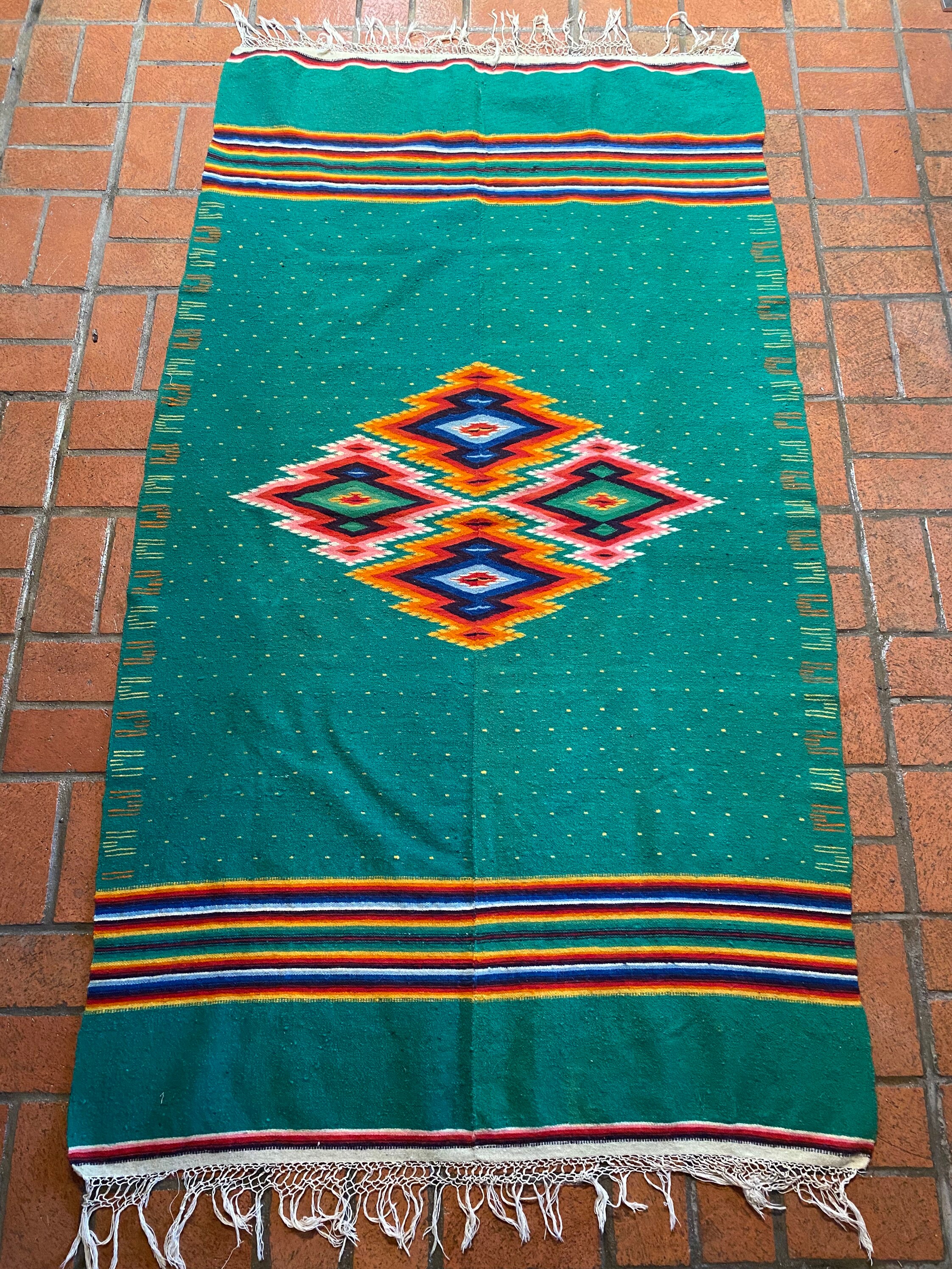 Antique Mexican Saltillo Serape Diamond Aggregate Blanket - Etsy