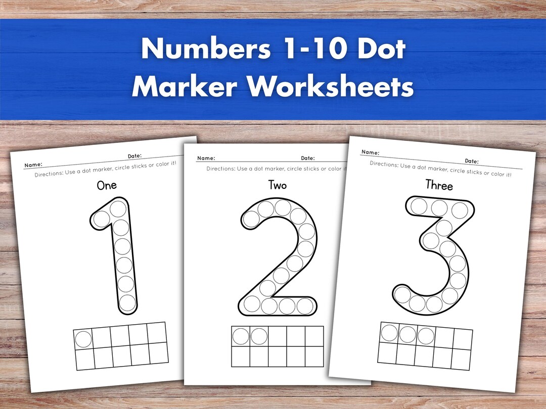 Numbers 1-10 Dot Marker Worksheets for Preschoolers, Fine Motor Skills ...