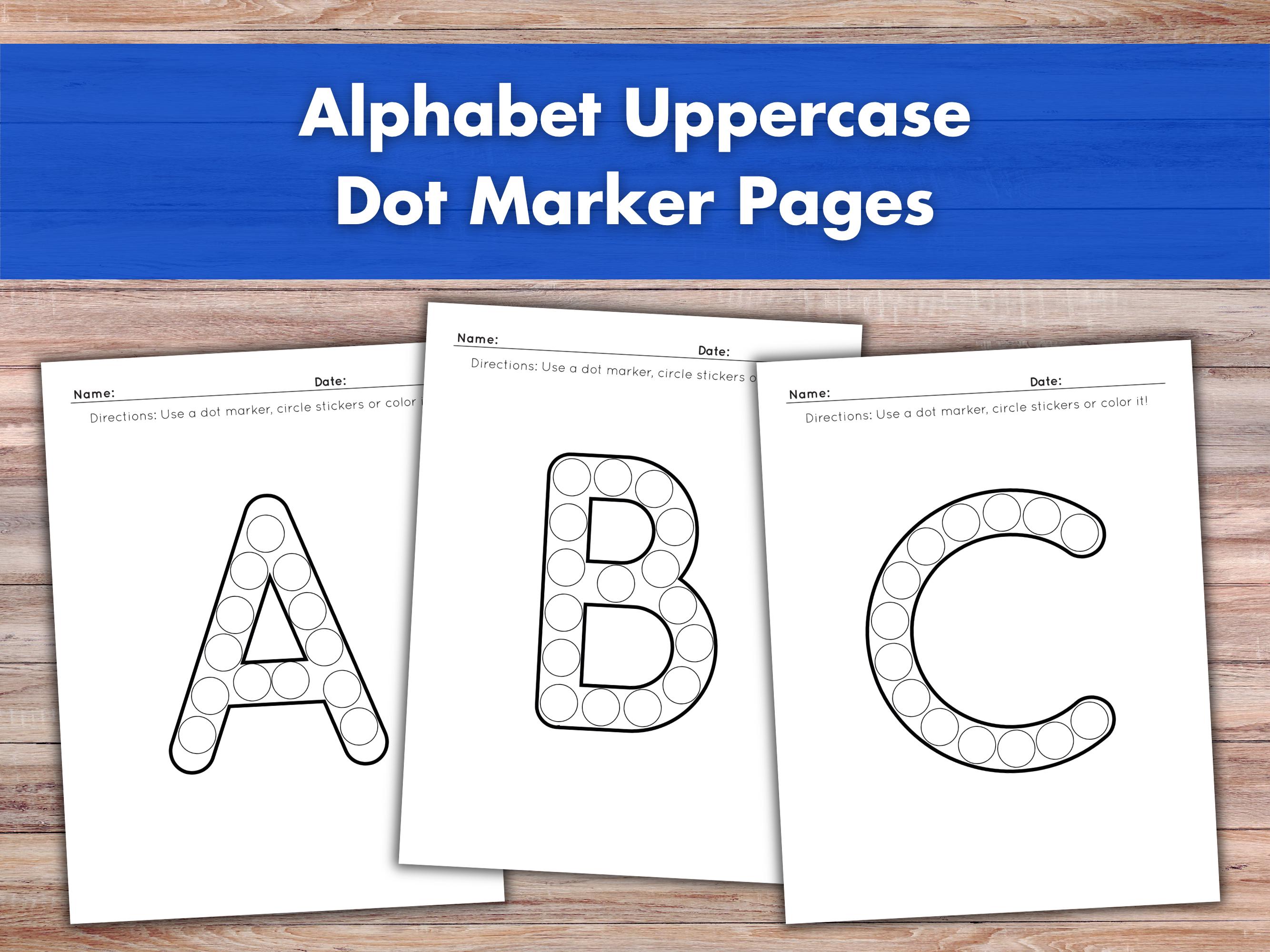 Alphabet Dot Marker Coloring Pages, Uppercase ABC Worksheets for ...