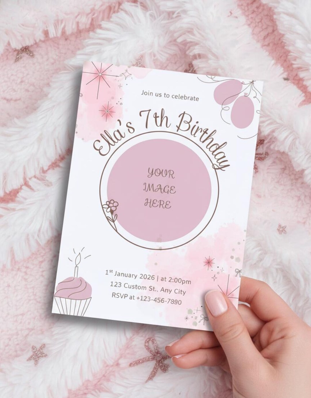 Pretty Pink Birthday Party Invitation Template - Digital Download - Etsy