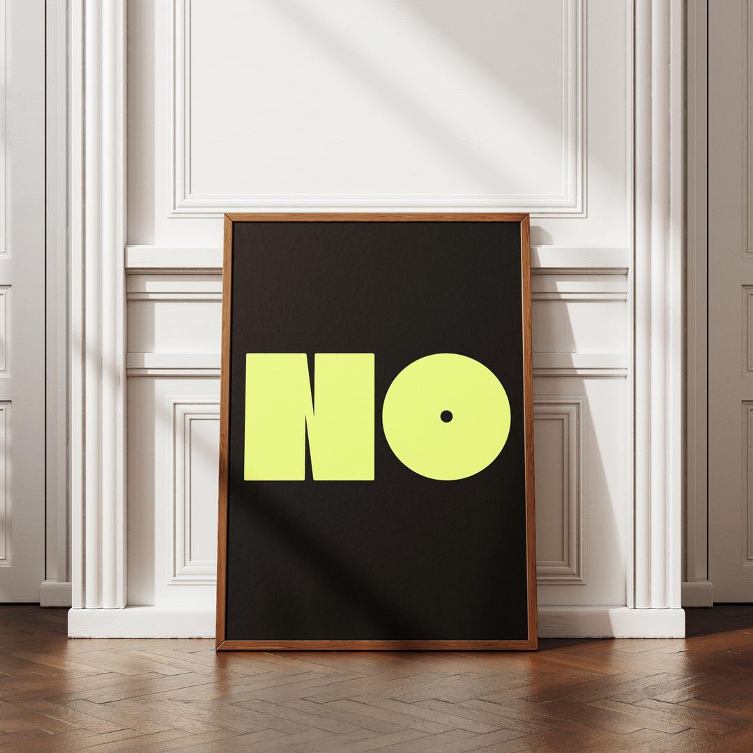 No Poster Print | Neon Yellow Black Typography Wall Art | Bold Modern ...