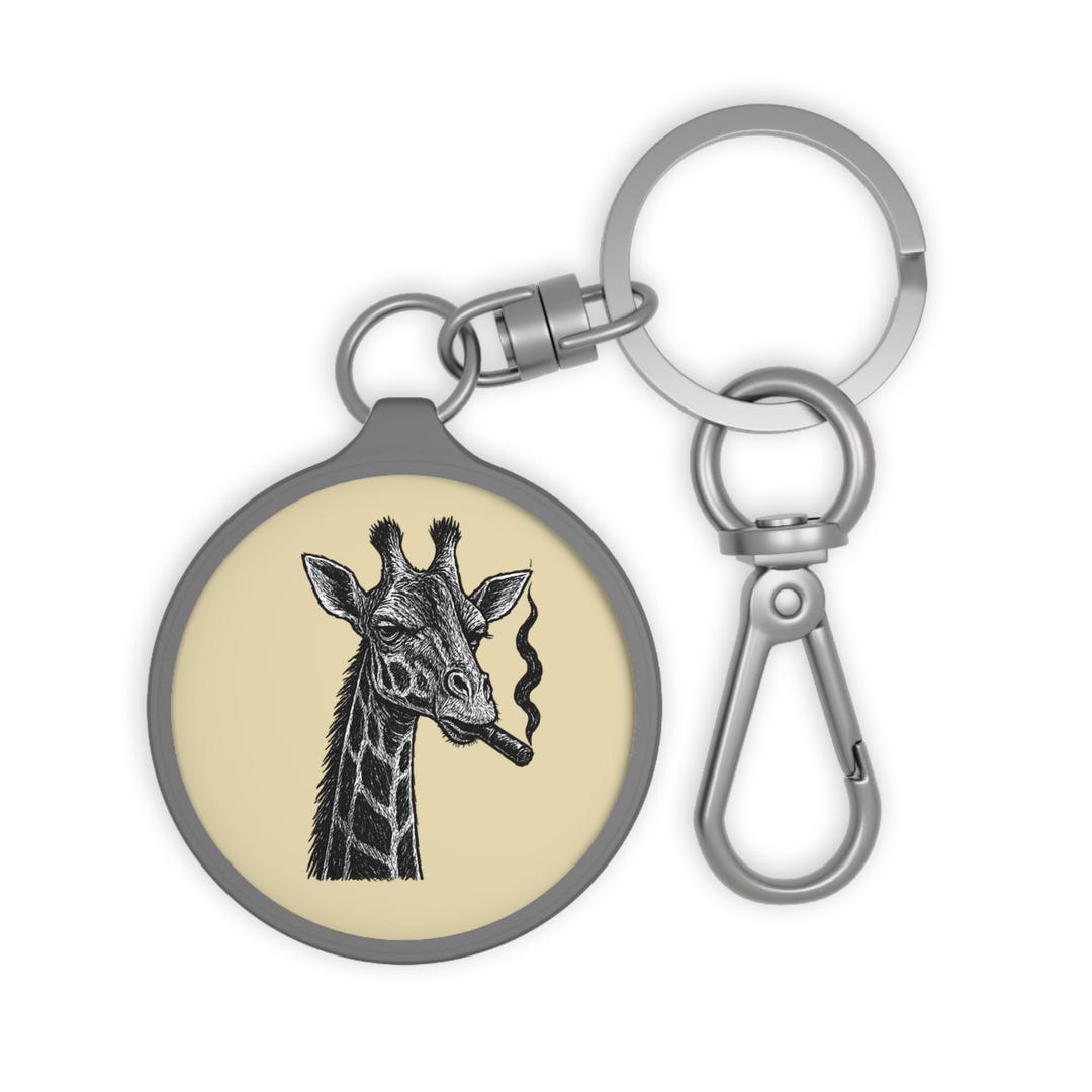 Keychain, Cigar Smoke Noir Linocut Style Keyring Tag for Him or Her ...
