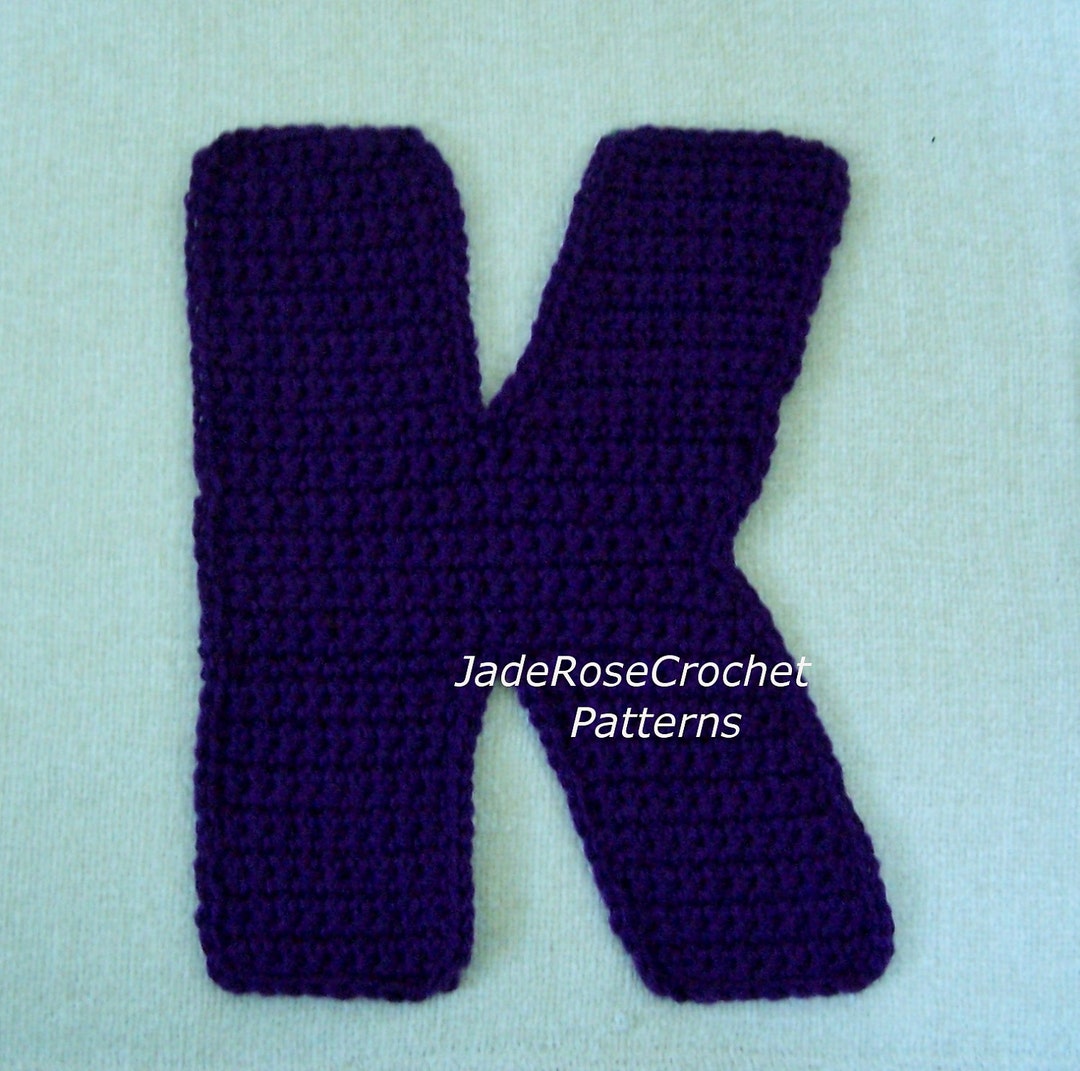 Crochet Alphabet Pattern Letter K 3D Accent Pillow Alphabet Applique in ...