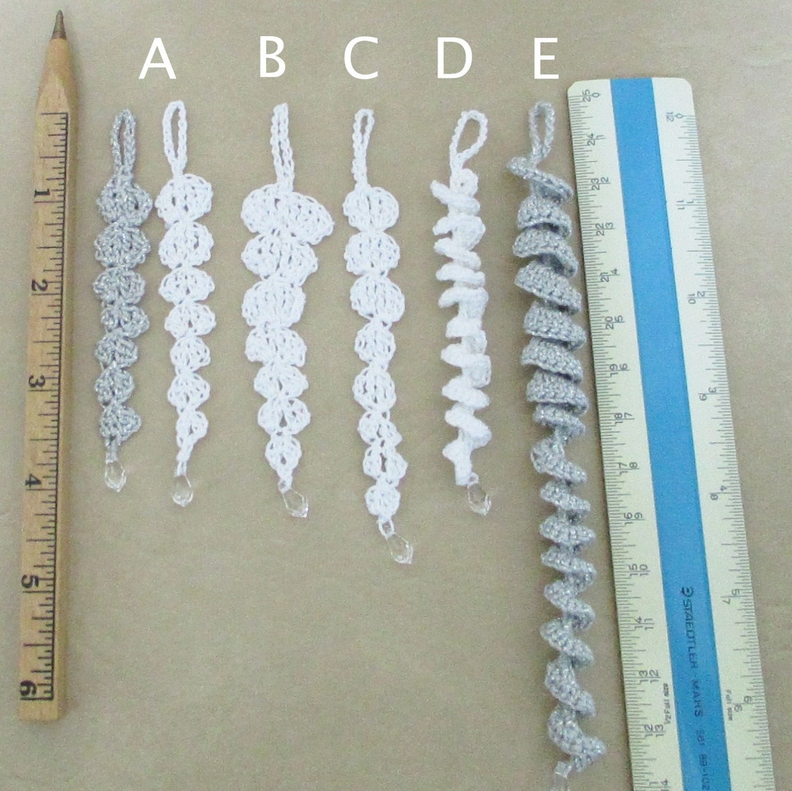 Crochet Icicle Ornament Patterns 5 Crochet Icicles Pattern - Etsy