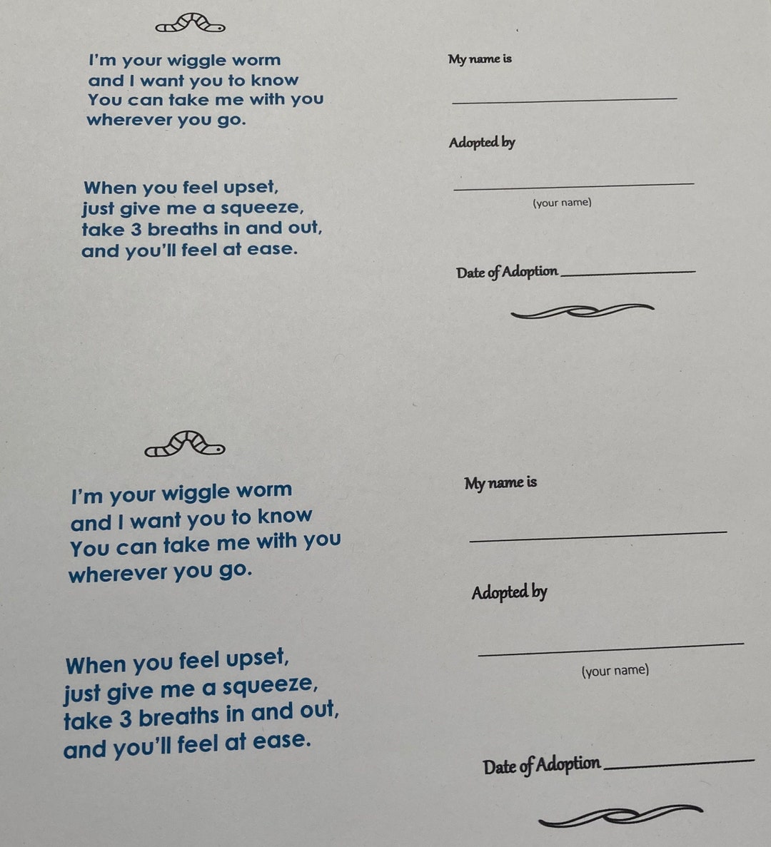 Wiggle Worm Poem, Worry Worm Printable, Worry Worm Adoption Doc, Fidget ...