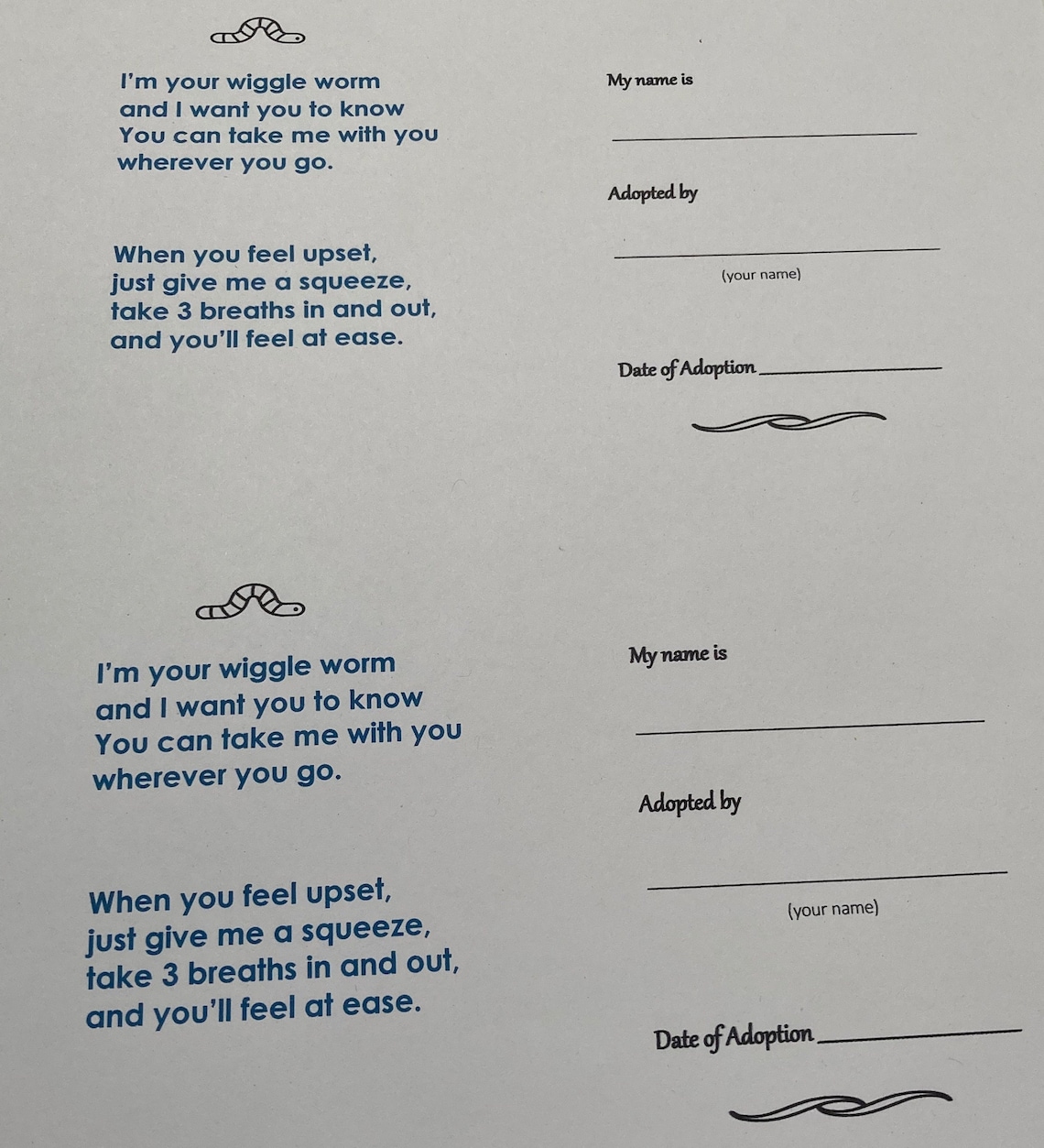 Wiggle Worm Poem, Worry Worm Printable, Worry Worm Adoption Doc, Fidget ...
