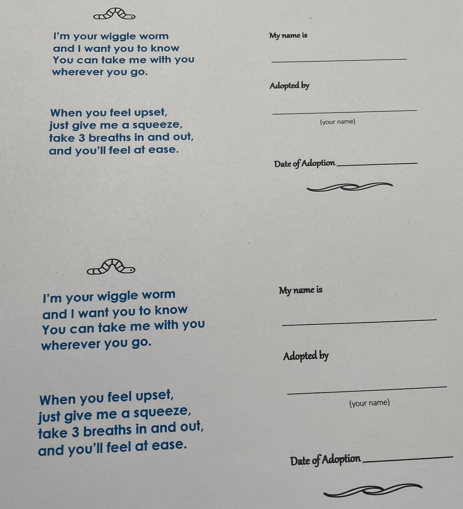 Wiggle Worm Poem, Worry Worm Printable, Worry Worm Adoption Doc, Fidget ...