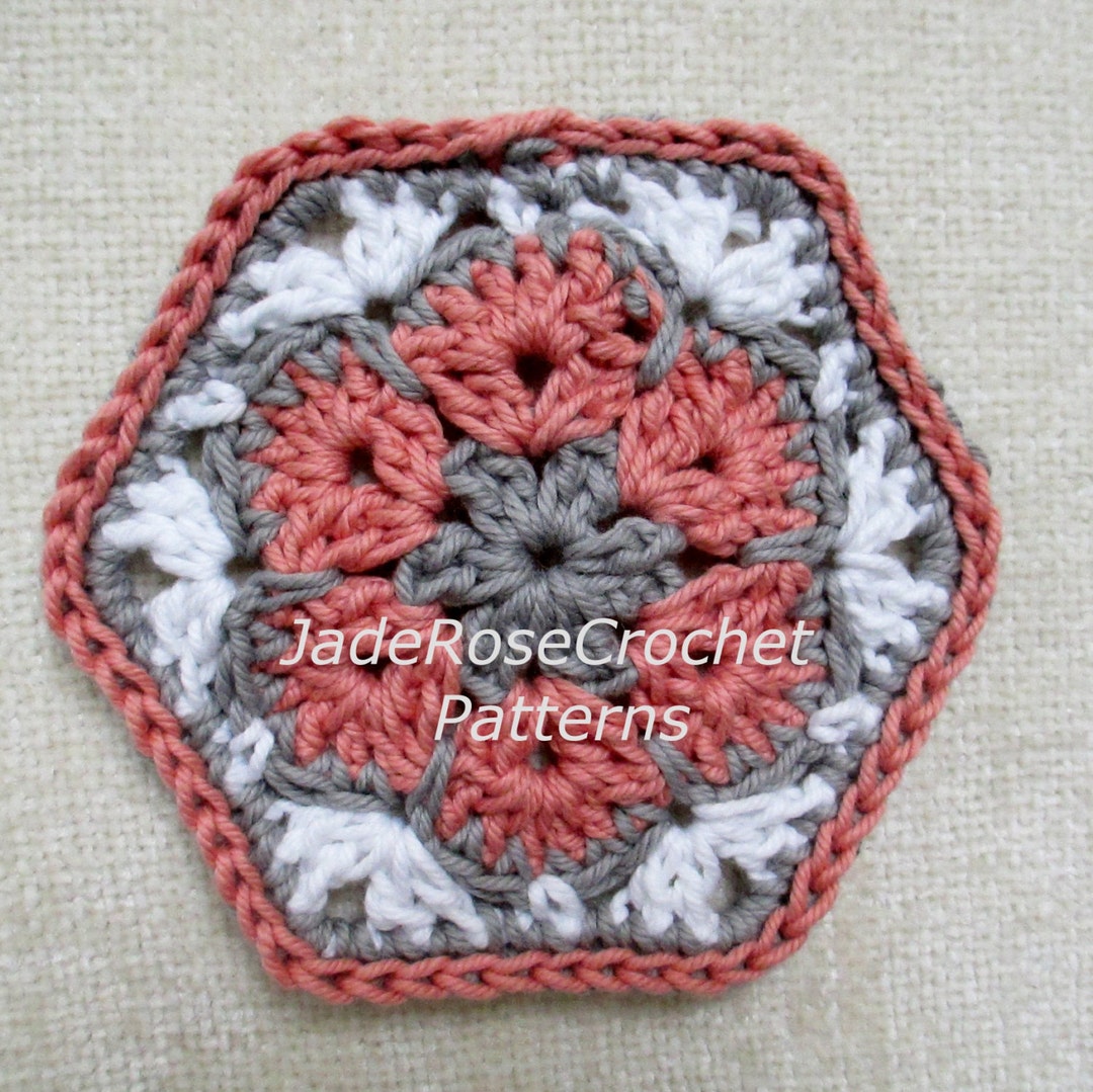 Crochet Hexagon Coaster Pattern, Crochet African Flower Pattern ...