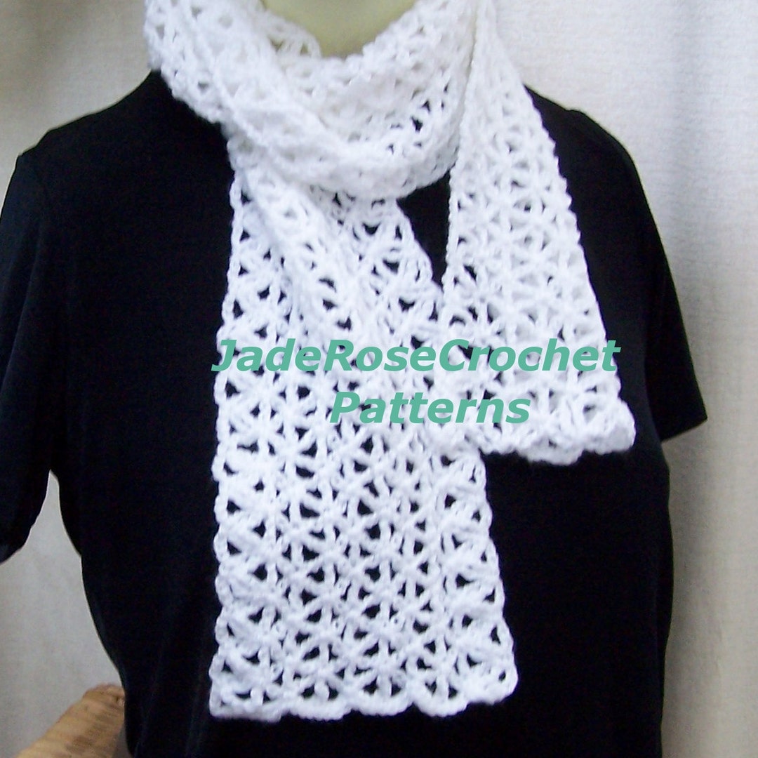 Crochet Scarf Pattern, Open Weave Crochet Scarf Pattern, Frosty Lace ...